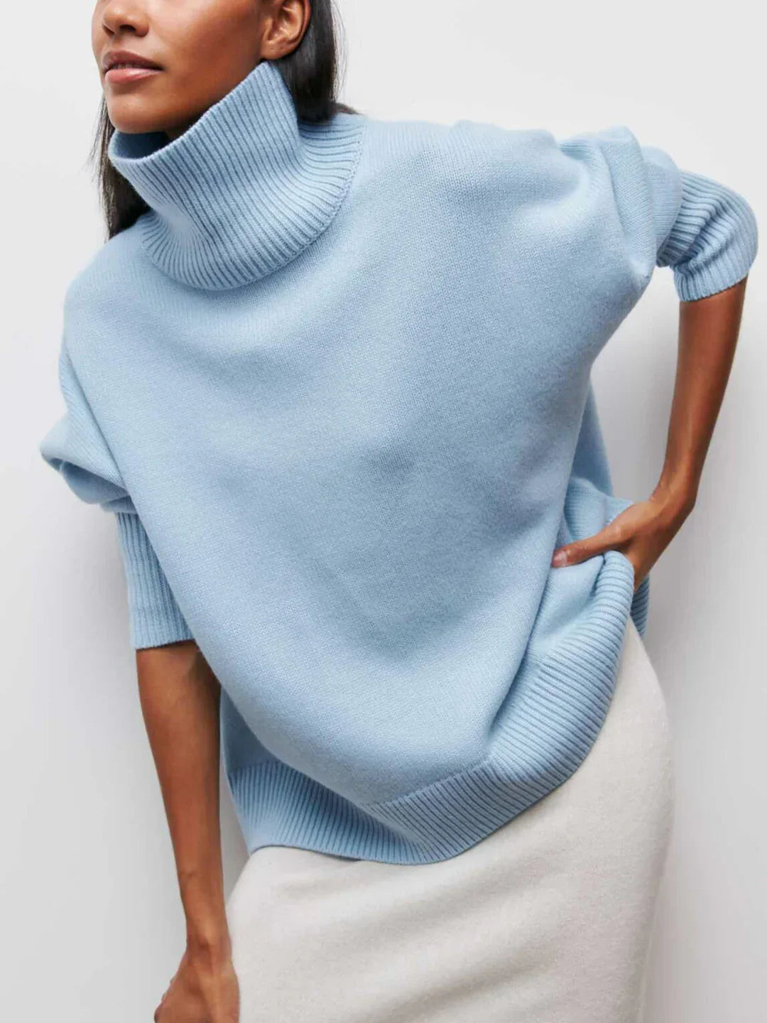 Always Chic Turtleneck Oversized Sweater | LA FEMME WANDERER